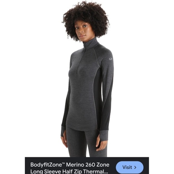 Icebreaker | Tops | Icebreaker Merino Sz S 26 Zone 2 Zip Up Black Gray ...